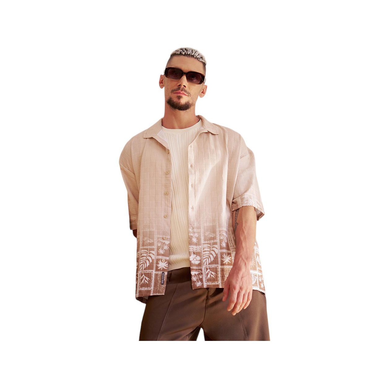 Click here for Campus Sutra Mens Ecru Beige Tropics Ombre-Tactile... prices