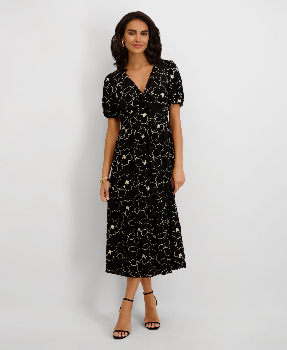 Click here for kensie Womens Embroidered Woven V-Neck Maxi Dress... prices