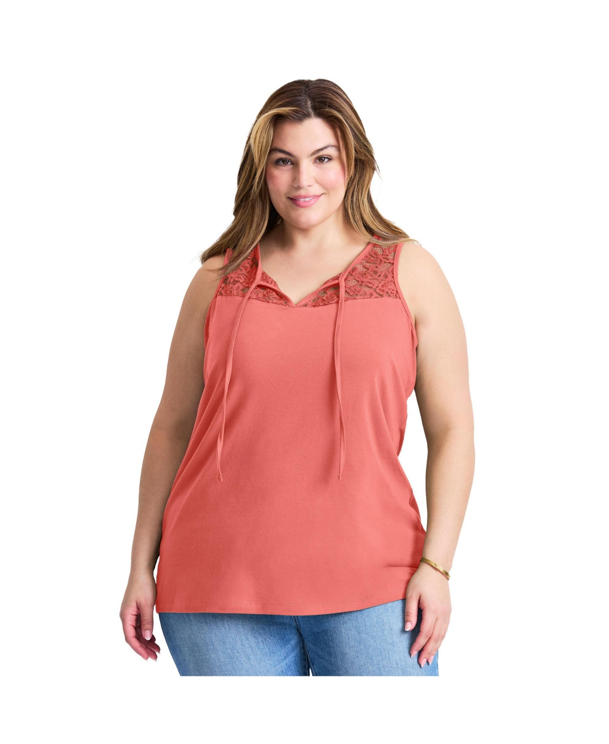 Click here for Avenue Womens Lace Yoke Detail Tank (Womens Top) -... prices