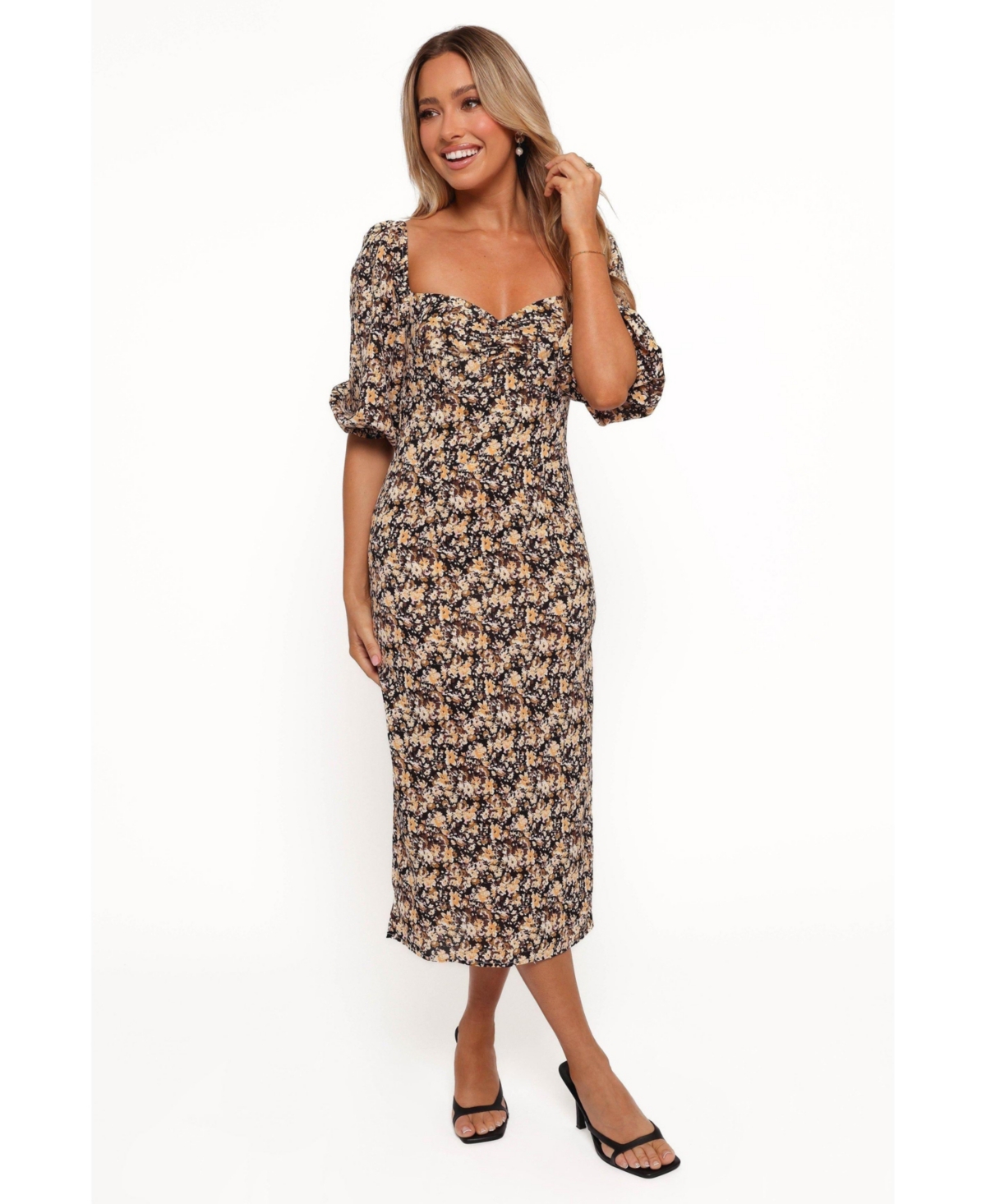 Click here for Petal and Pup Womens Oona Midi Dress - Black ditsy... prices