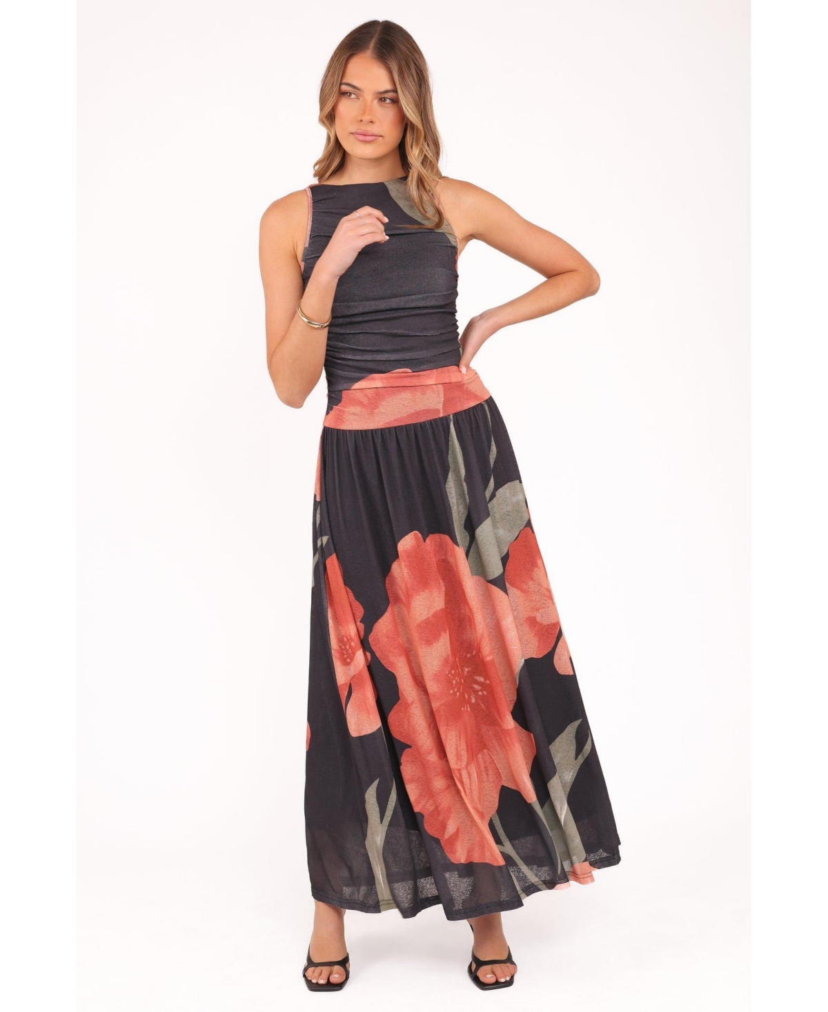 Click here for Petal and Pup Womens Carlin Midi Dress - Black flo... prices