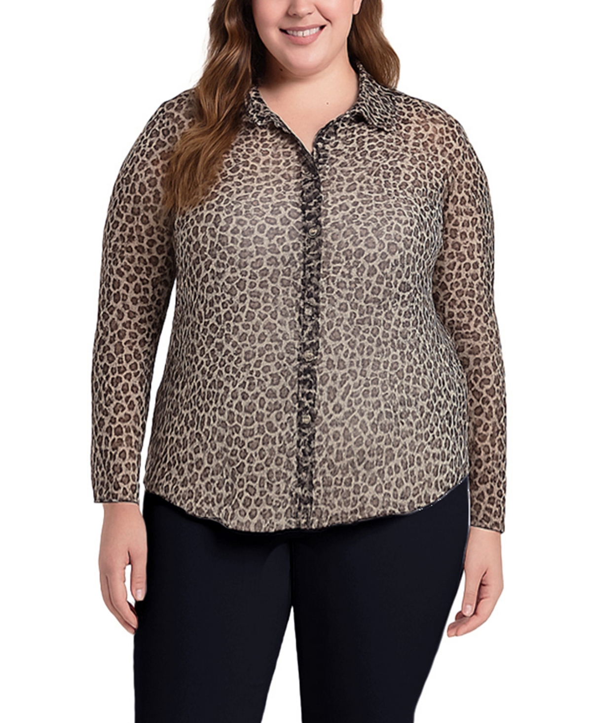 Click here for Coin 1804 Plus Size Jaguar Mesh Button front closu... prices