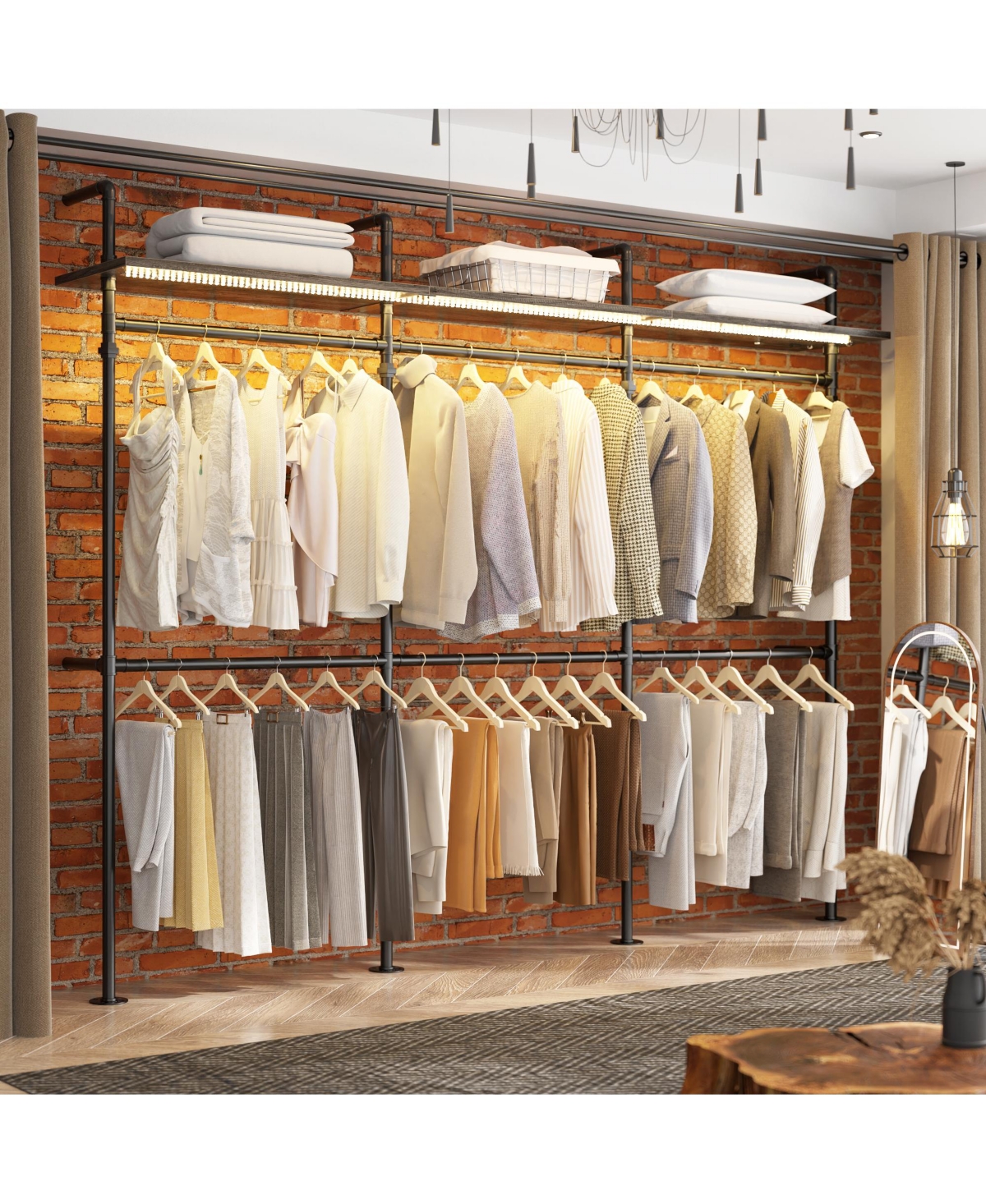 Click here for Industrial Pipe Clothing Rack  Reversible 118.3 Cl... prices