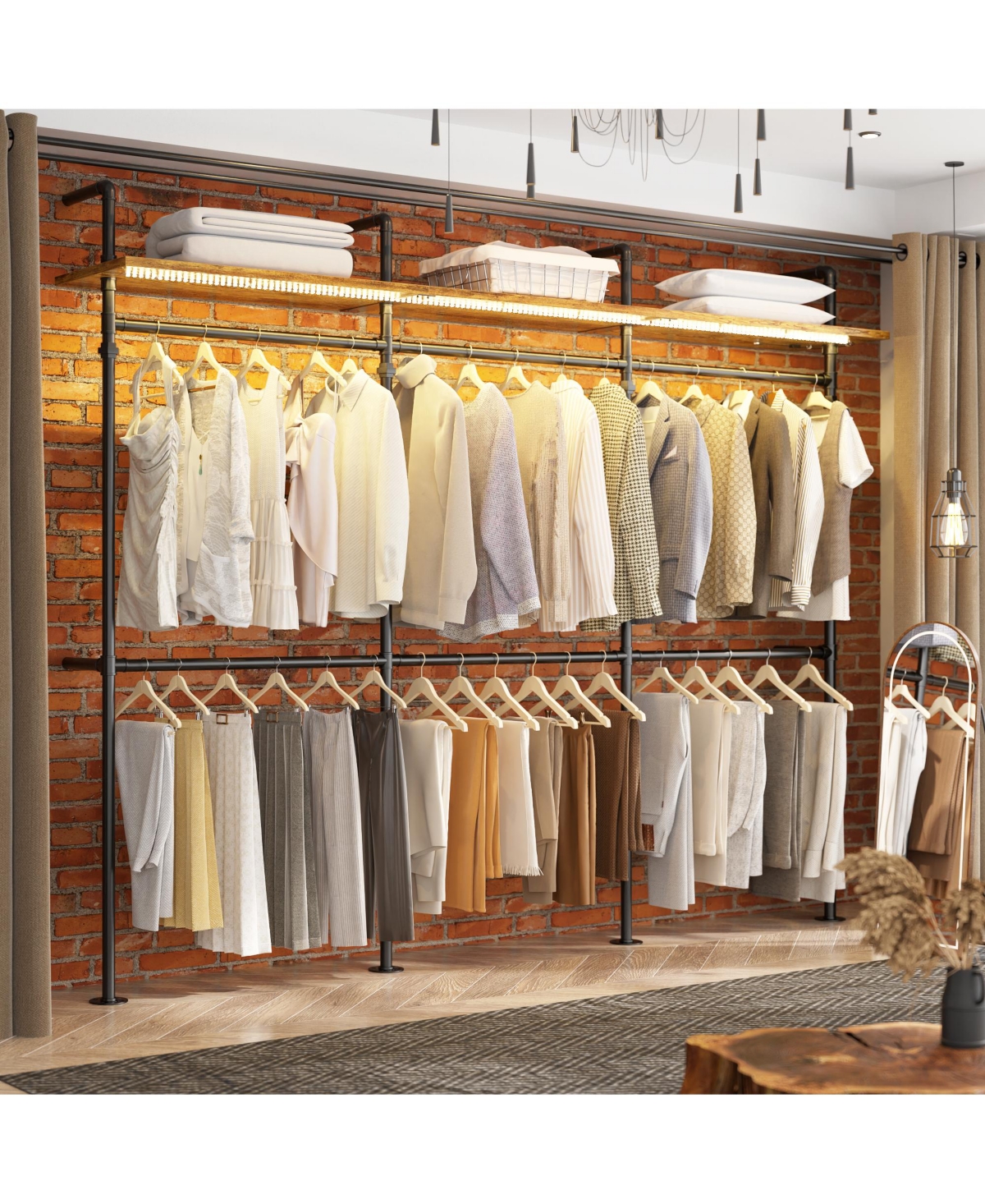 Click here for Industrial Pipe Clothing Rack  Reversible 118.3 Cl... prices