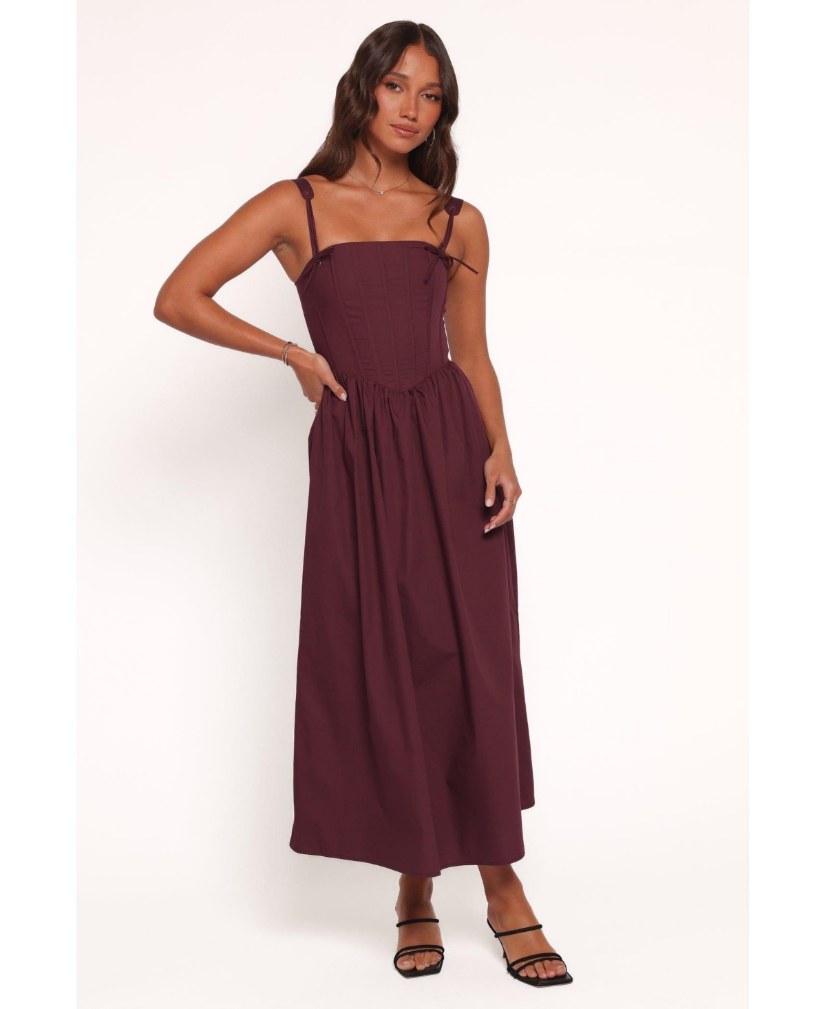 Click here for Petal and Pup Womens Zenobia Midi Dress - Cherry prices