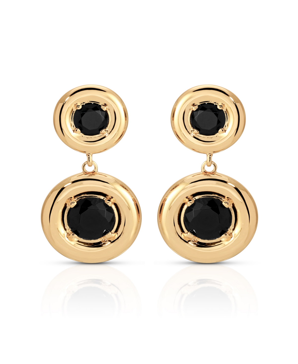 Click here for Ettika Gold Plated Orbit Crystal Earrings - Black prices