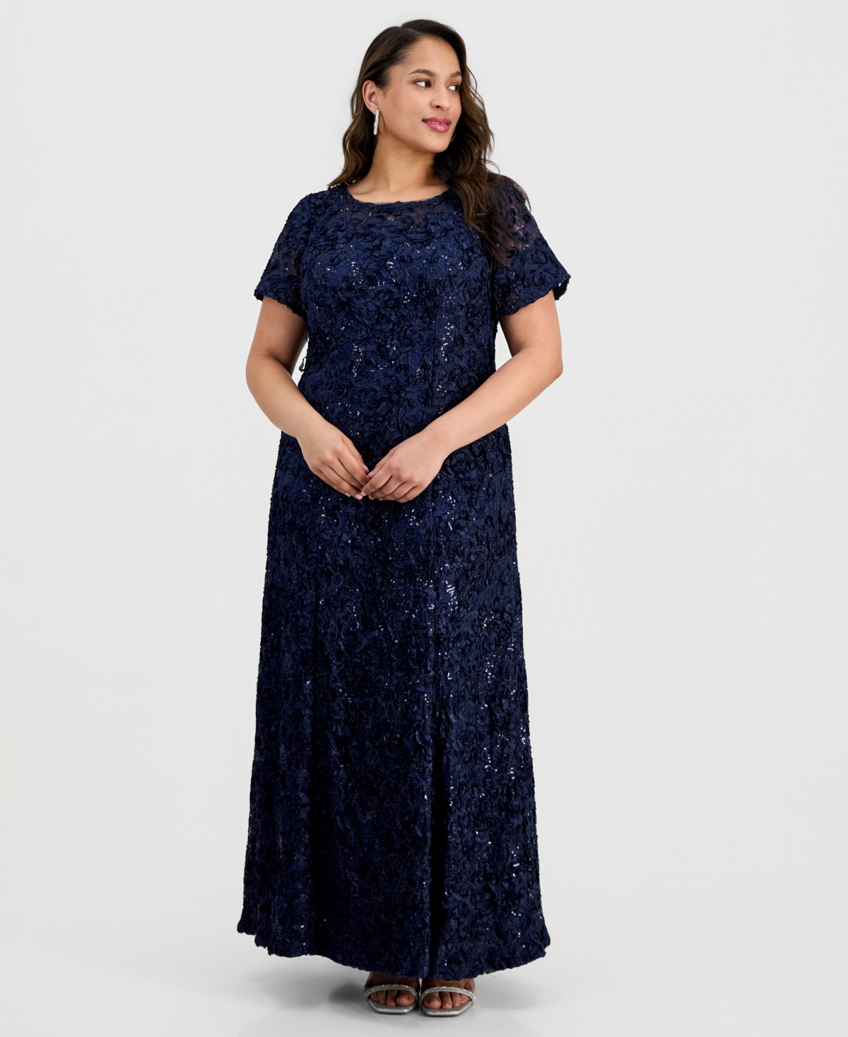 Click here for Alex Evenings Plus Size Sequined Soutache Lace A-L... prices