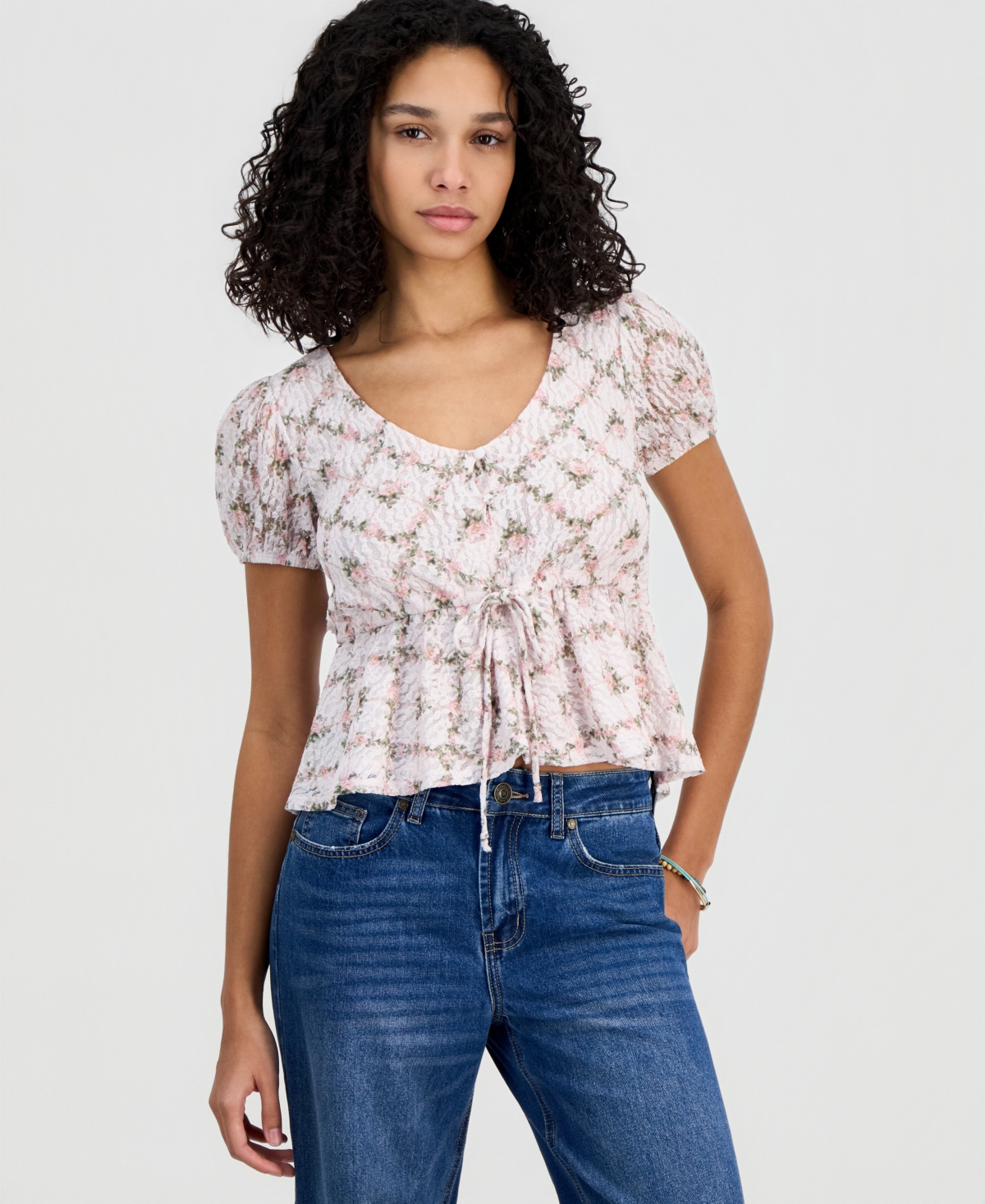 Click here for Self Esteem Juniors Printed Lace Short-Sleeve Baby... prices