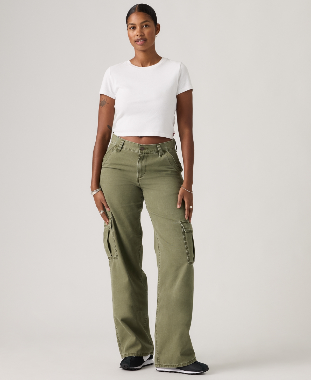 Click here for Levis Womens Superlow Loose Cargo Jeans - Ivy Gree... prices