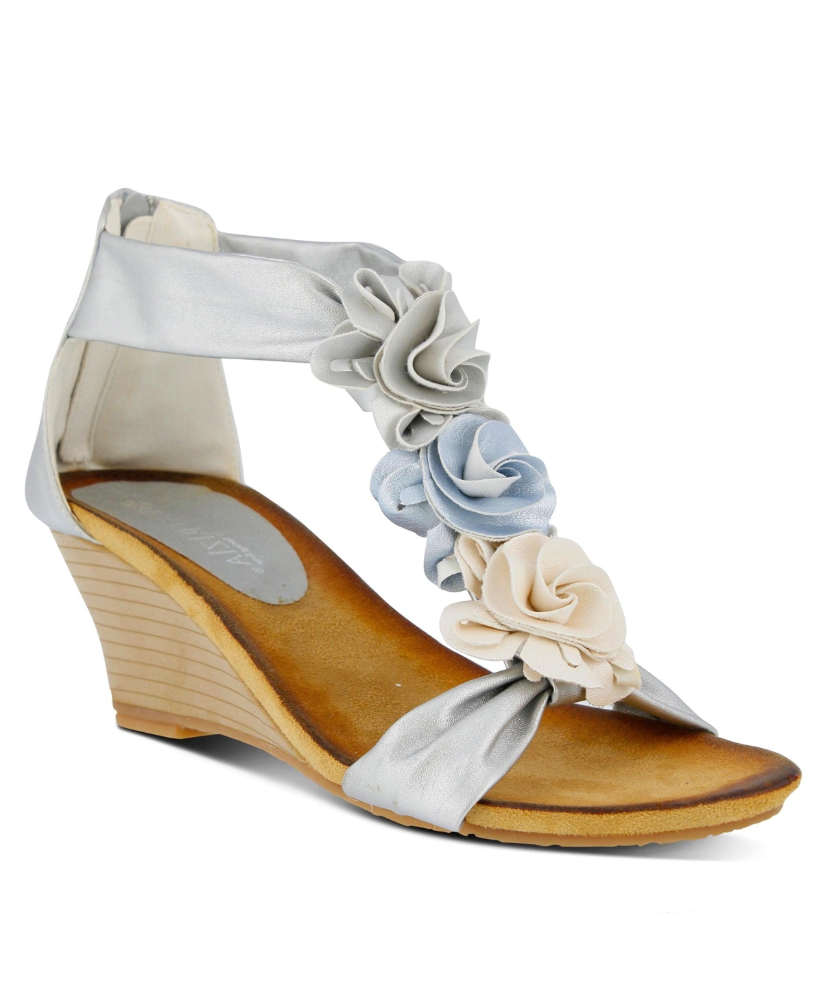 Click here for Patrizia Women s Harlequin Floral T-Strap Wedge Sa... prices