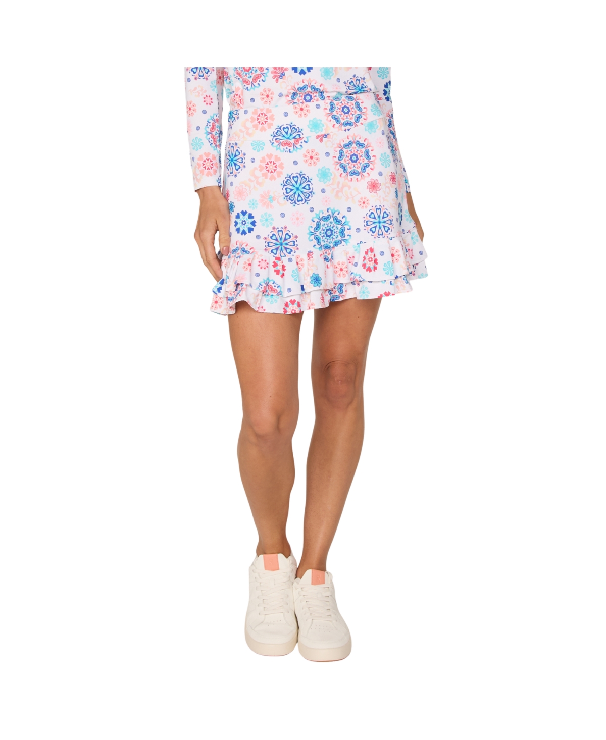 Click here for G Lifestyle Double Ruffle Skort - Coral medallion prices