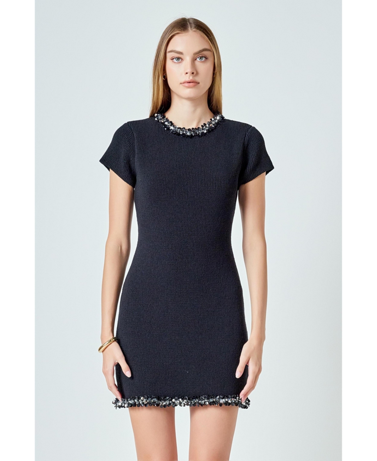 Click here for endless rose Womens Jewel Trim Knit Mini Dress - B... prices