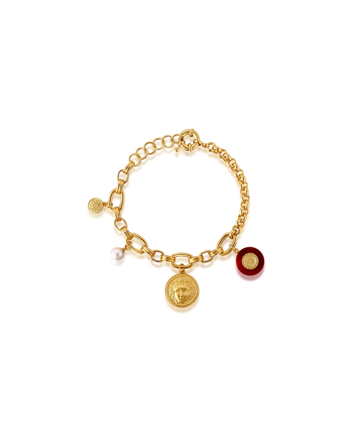 Click here for Retro Chic Retro Coin Bracelet - Gold  red prices