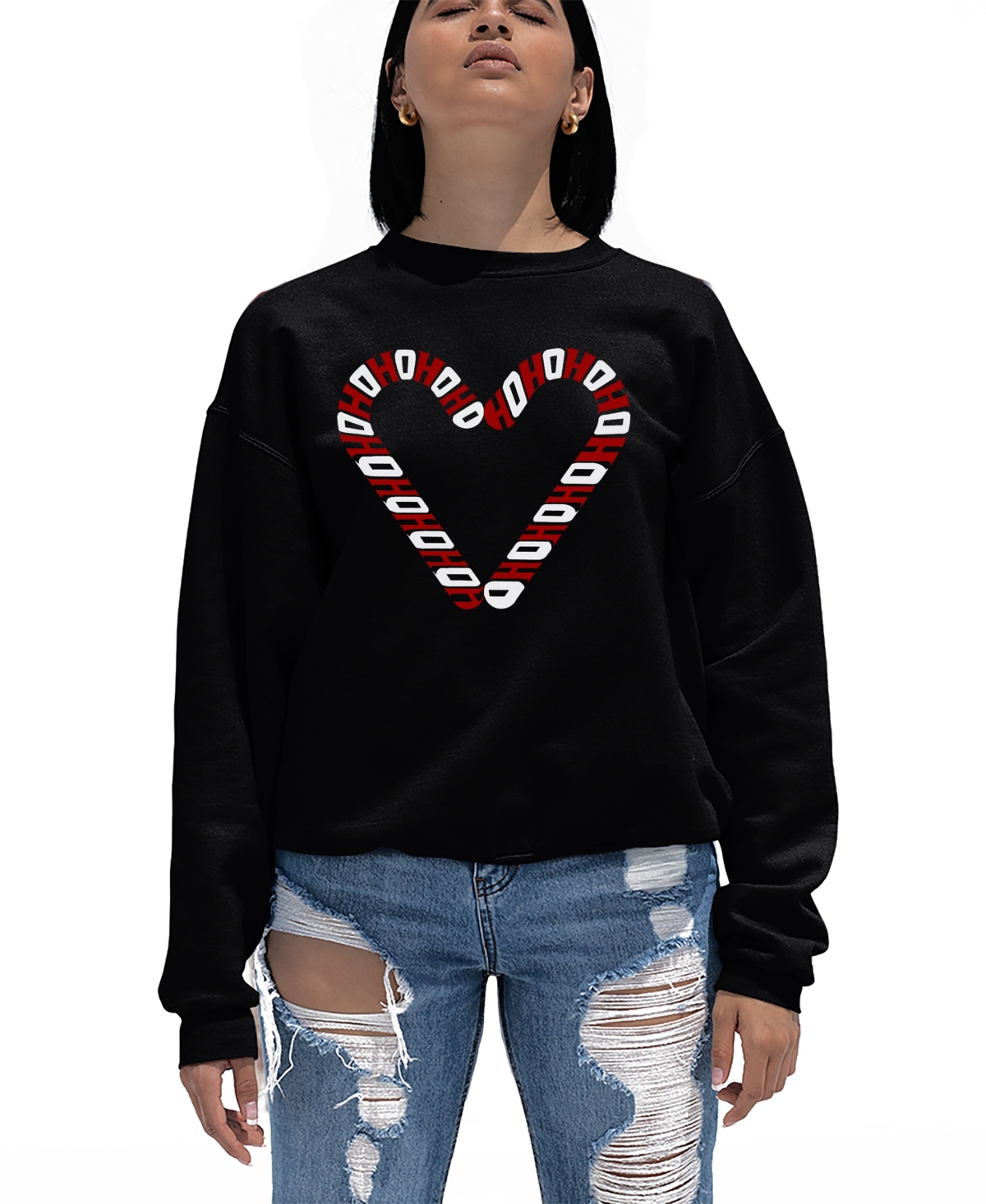 Click here for La Pop Art Womens Candy Canes Word Art Crewneck Sw... prices