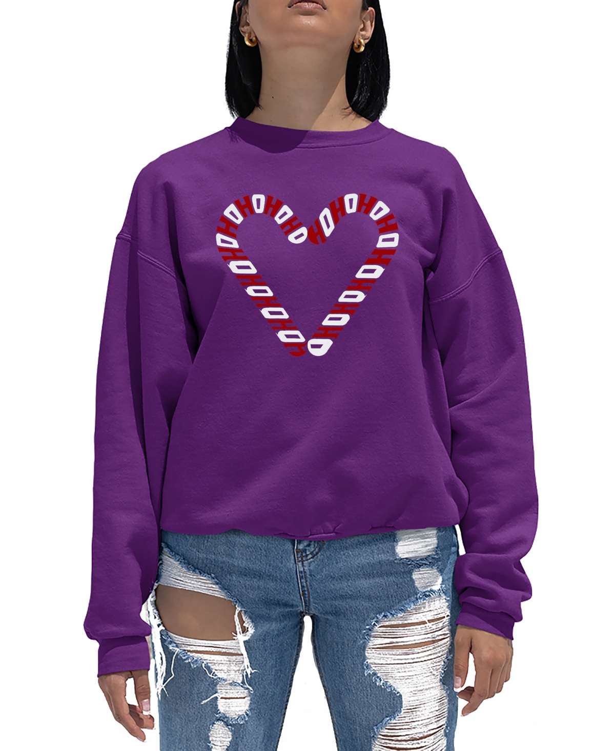 Click here for La Pop Art Womens Candy Canes Word Art Crewneck Sw... prices
