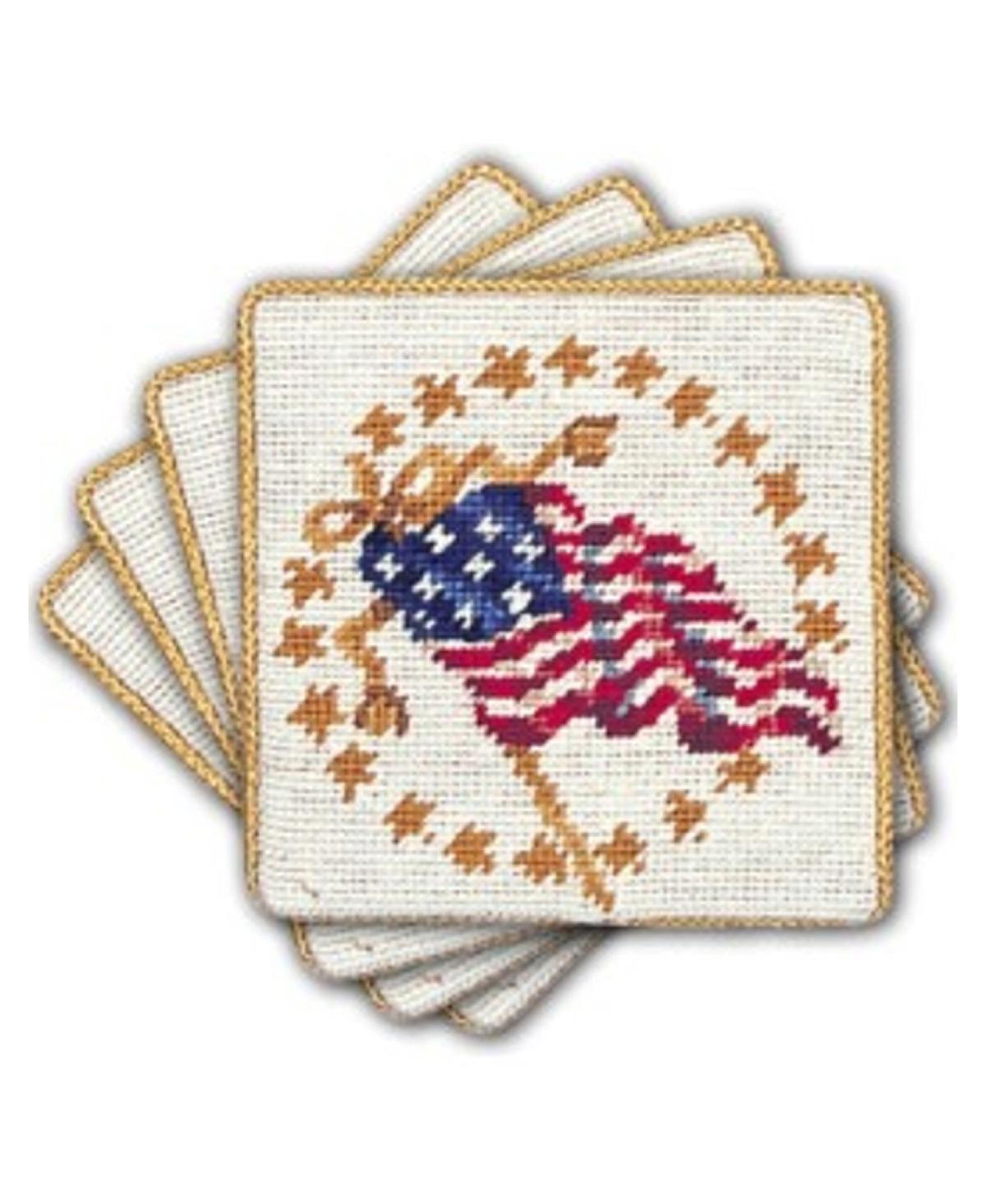 Click here for 4" Usa Glory Decorative Petit Point Coasters... prices