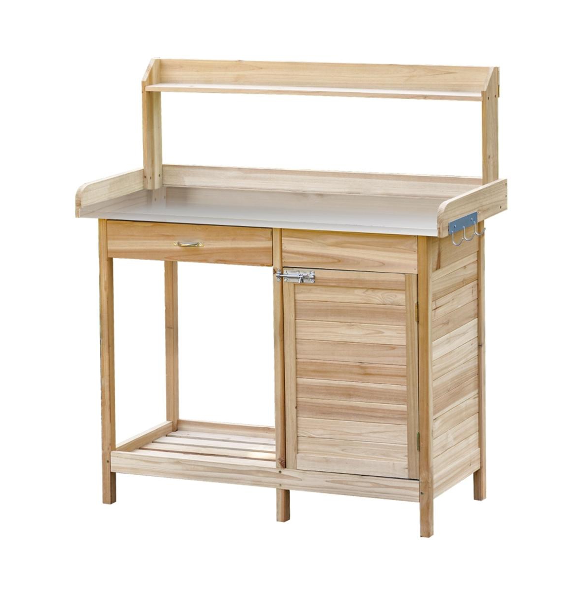 Click here for Slickblue Wooden Potting Bench with Open Shelf Sto... prices