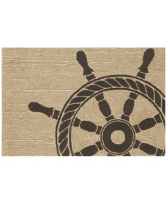 Liora Manne Front Porch Indoor/Outdoor Ship Wheel Black 2'6'' x 4' Area ...