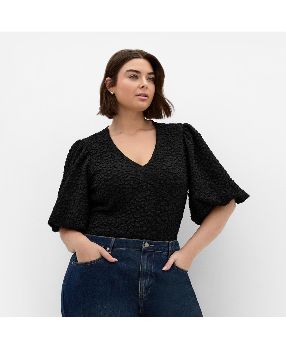 Click here for City Chic Plus Size Chrissie V Neck Top - Black prices