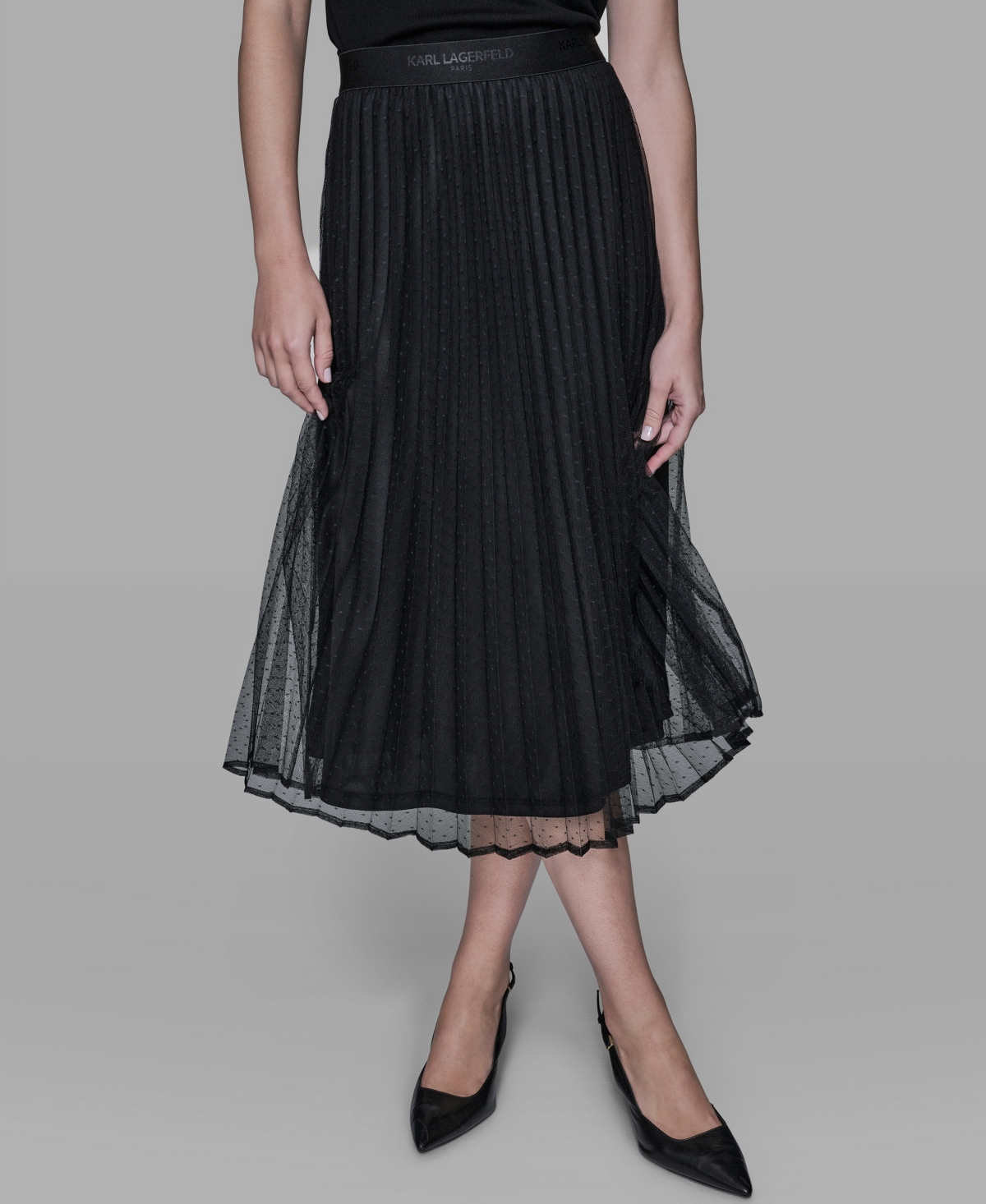 Click here for Karl Lagerfeld Paris Womens Long Mesh Pleated Midi... prices