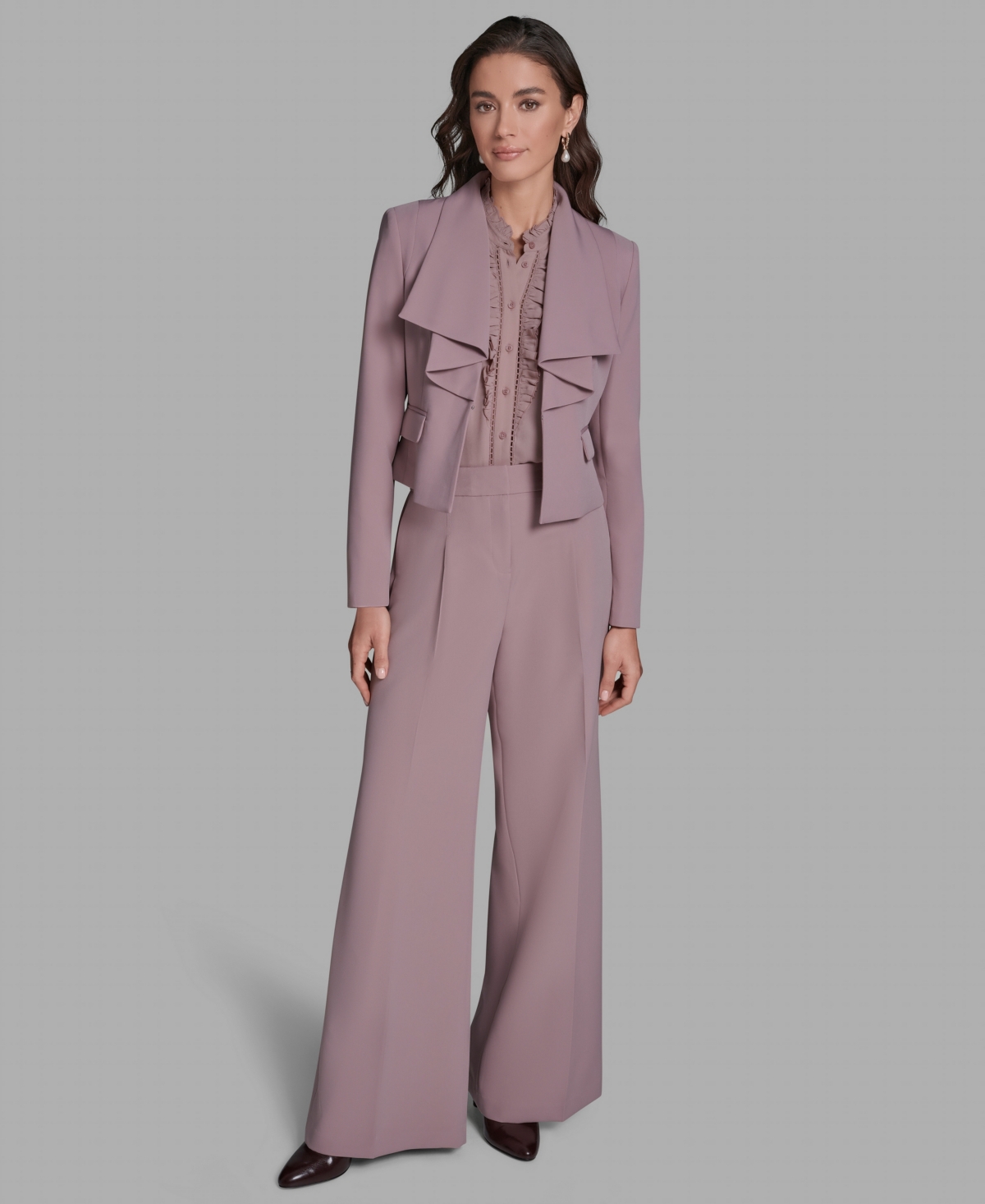 Click here for Bcbg Womens Ruffle Collar Cropped Jacket - Soft Du... prices