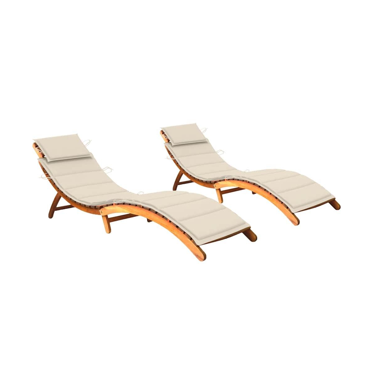 Click here for vidaXL Sun Lounger Cream Cushion  Natural Wood prices