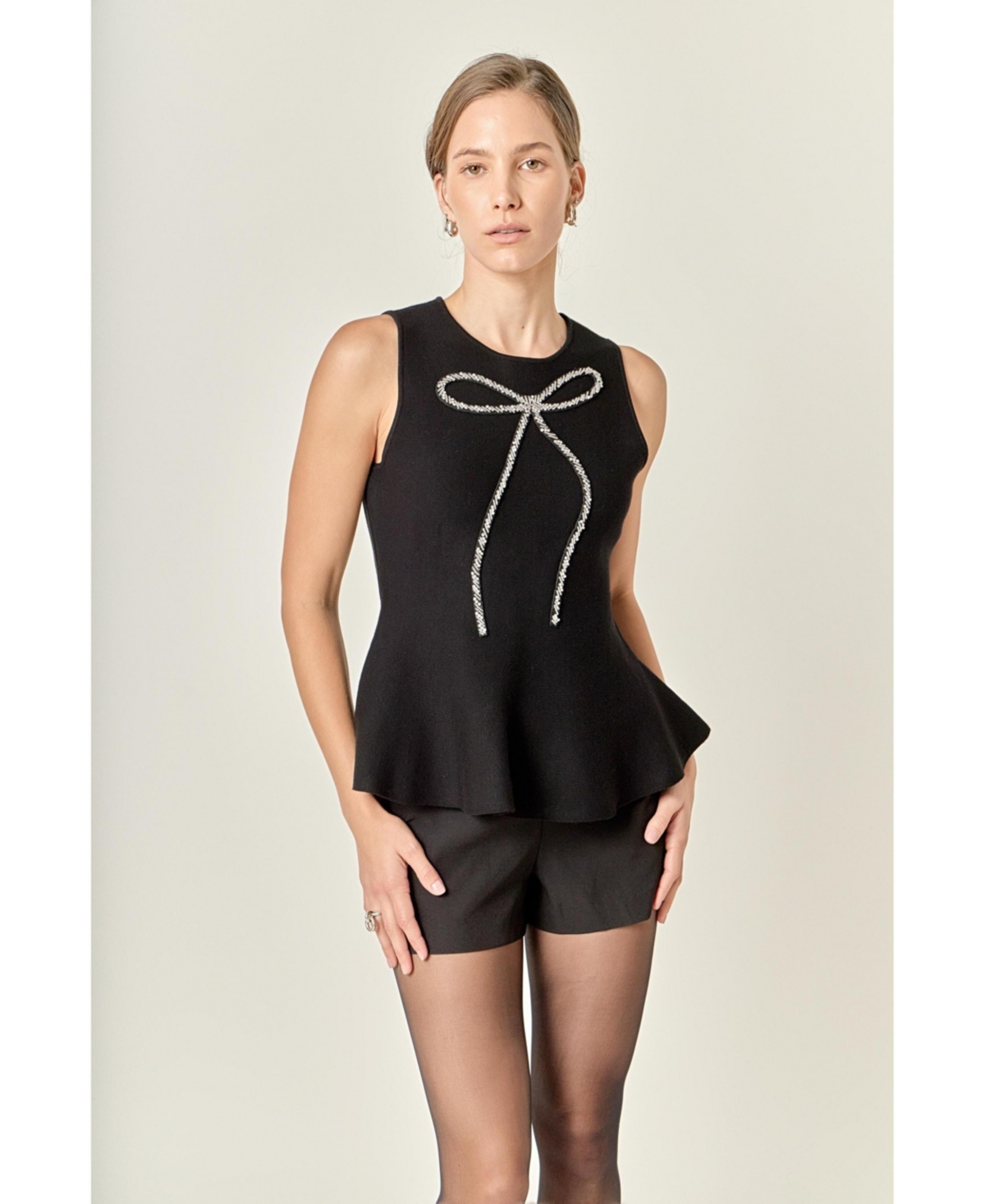 Click here for English Factory Womens Peplum Bow Embelisshed Top... prices