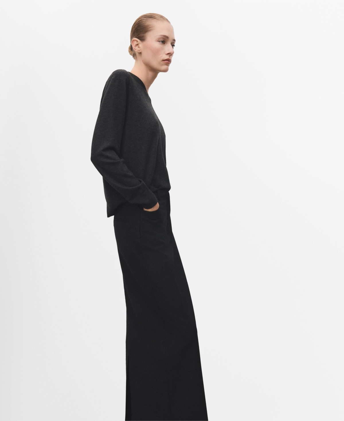 Click here for Mango Womens V-Neck Knit Sweater - Charcoal prices