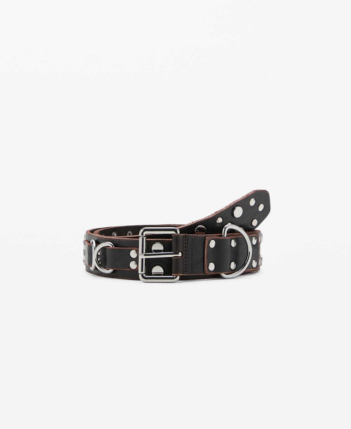 Click here for Mango Womens Stud Leather Belt - Chocolate prices