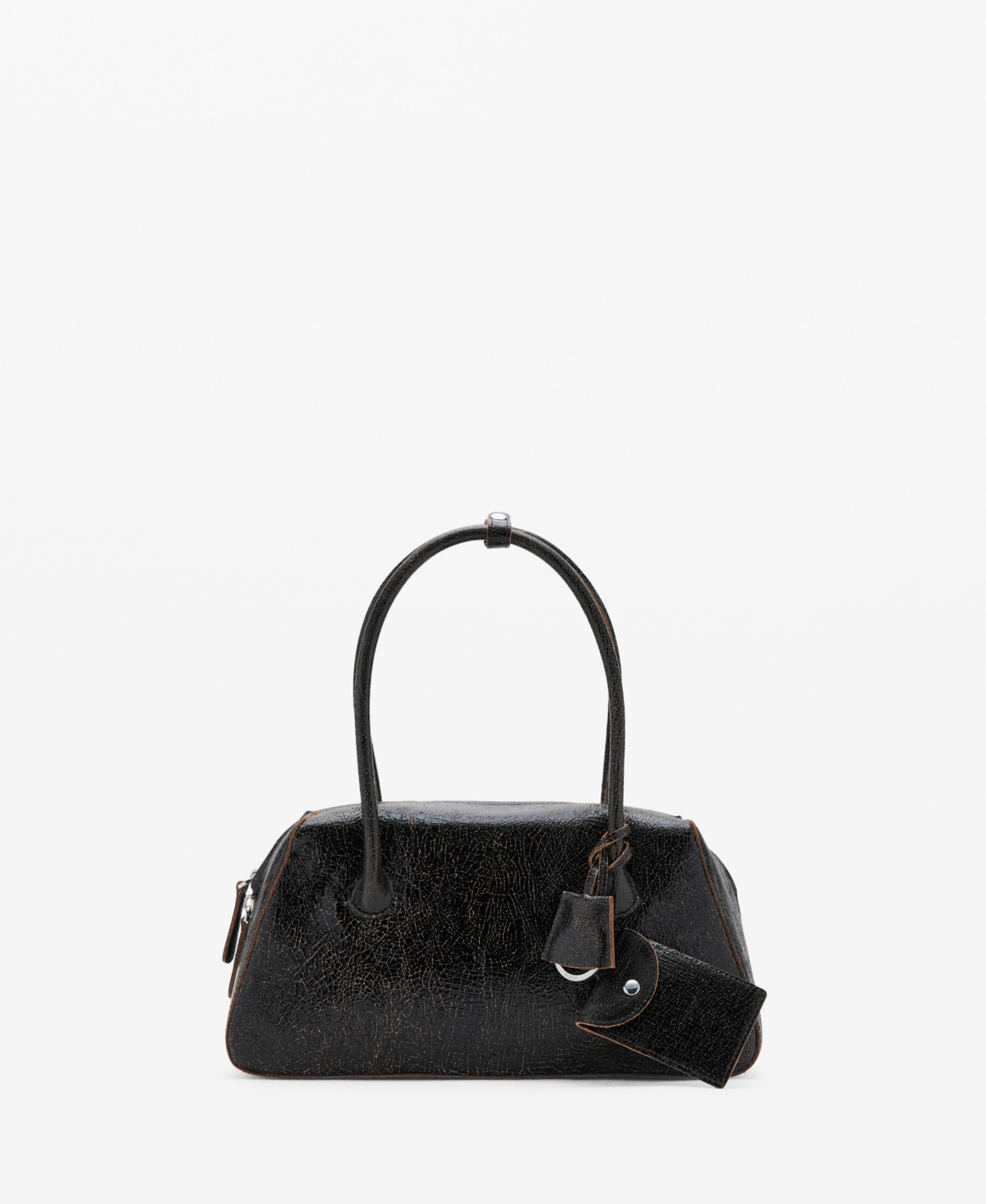 Click here for Mango Womens Charms Leather Shoulder Bag - Black prices