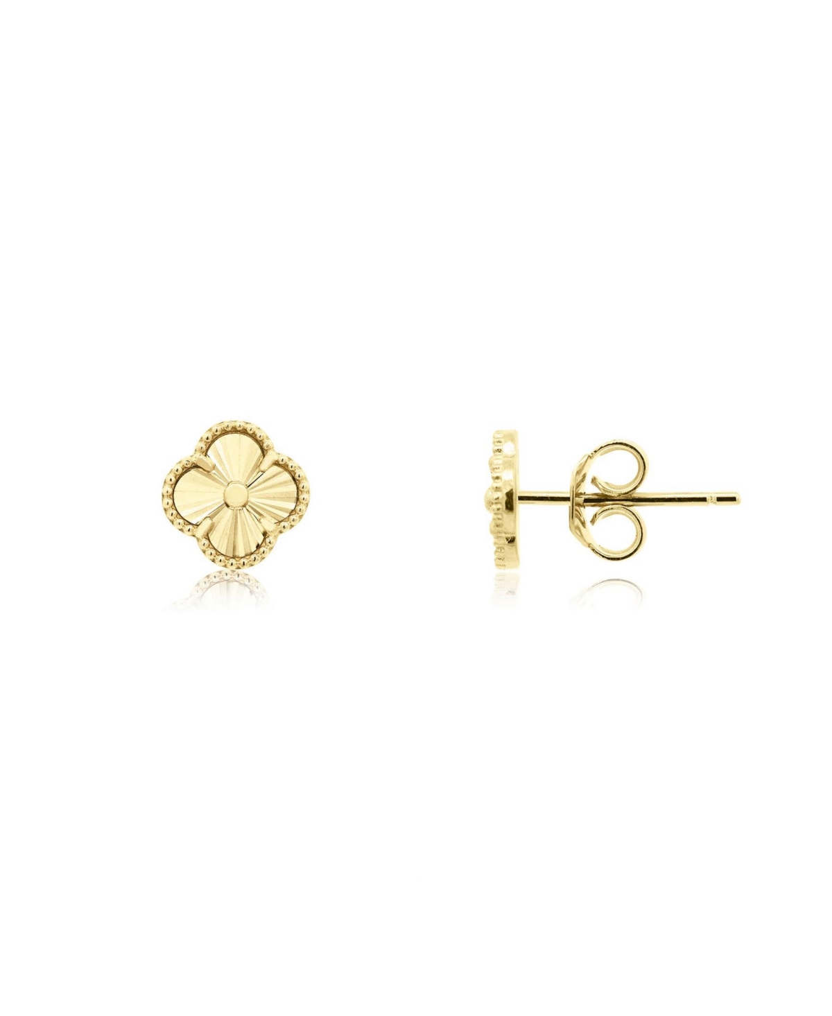 Click here for The Lovery Fluted Gold Clover Stud Earrings 14K Go... prices
