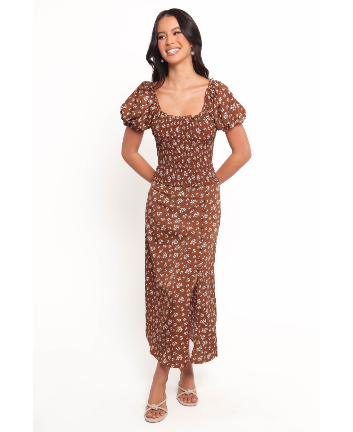 Click here for Petal and Pup Womens Zola Skirt Set - Brown ditsy... prices