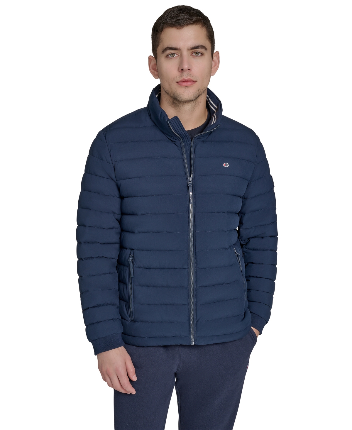 Click here for Champion Mens Quilted Long-Sleeve Jacket - Peacoat... prices