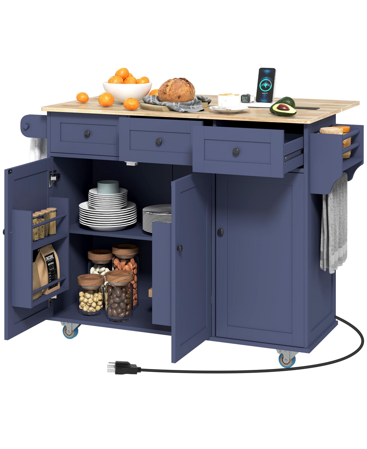 Click here for Homcom Mobile Kitchen Island with Power Outlet Dro... prices