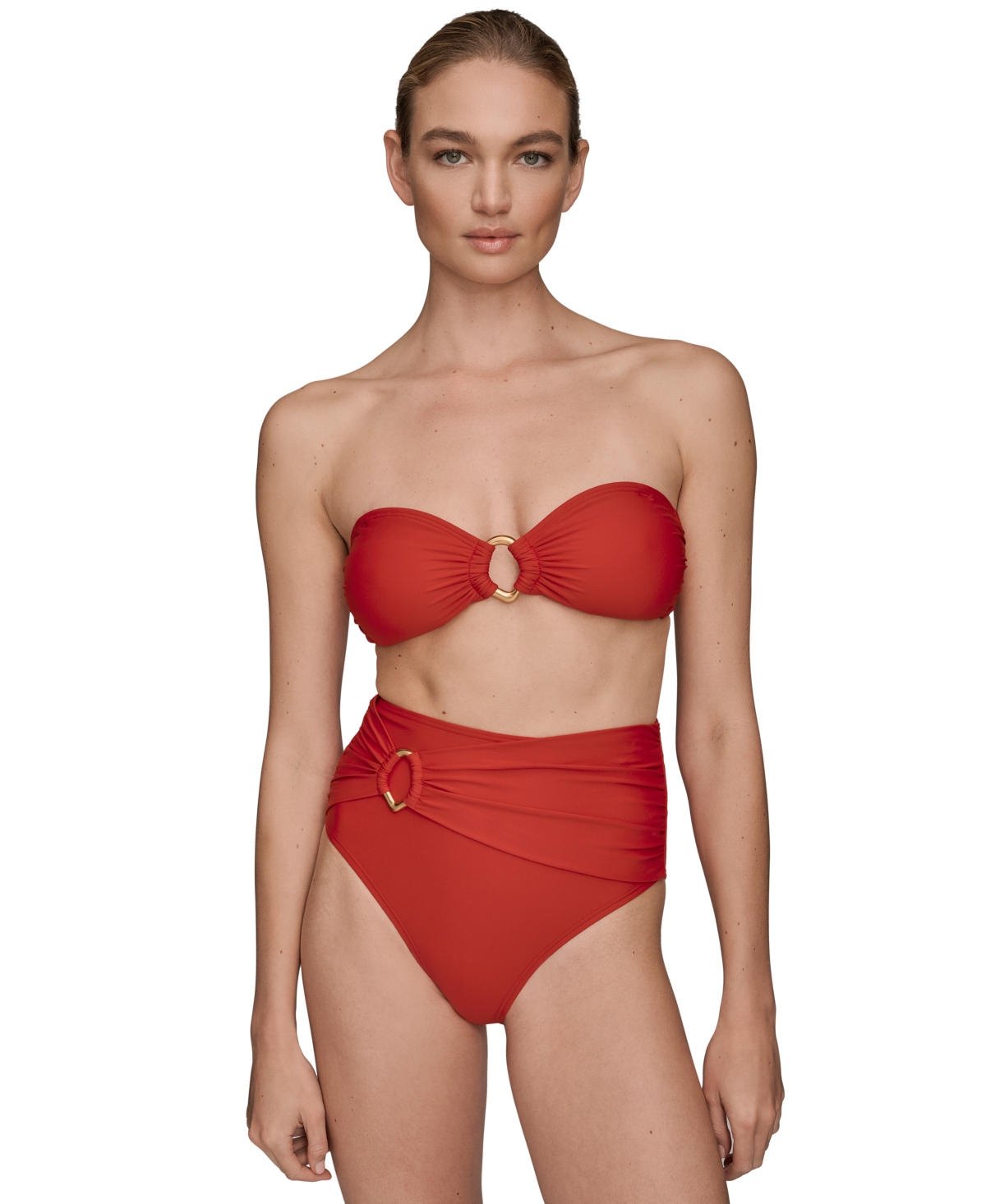 Click here for Donna Karan Womens Shirred Bandeau Bikini Top - Re... prices