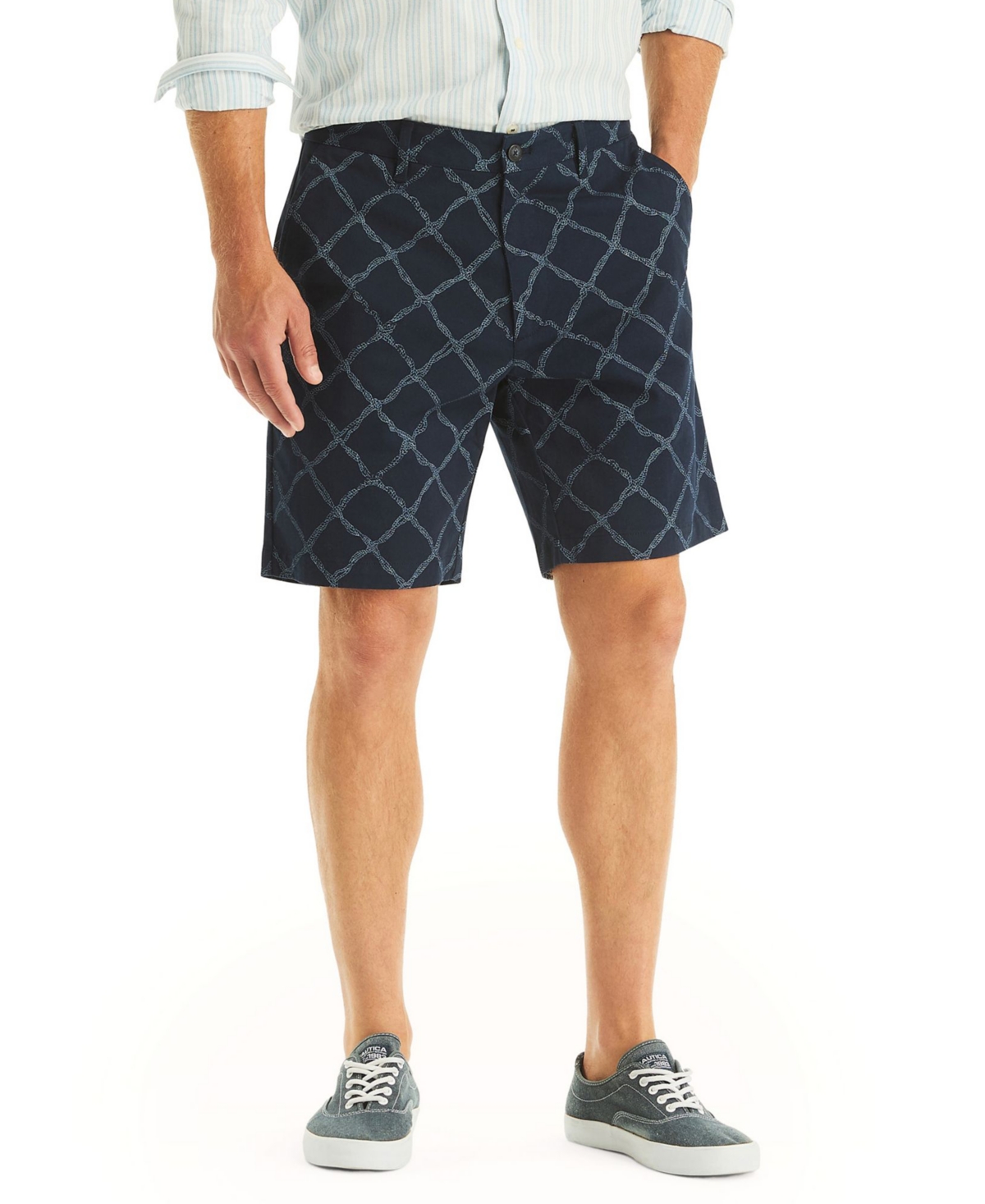 Click here for Nautica Mens Printed Regular-Fit Deck Shorts - Nav... prices