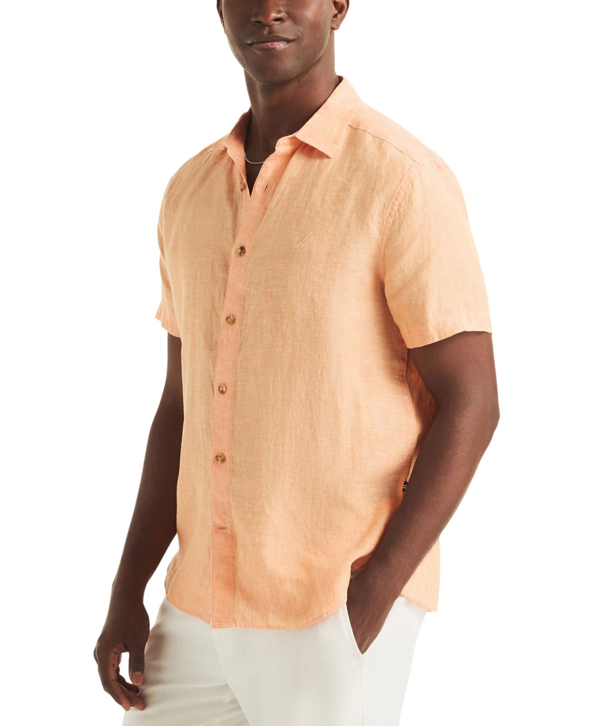 Click here for Nautica Mens Classic-Fit Solid Linen Short-Sleeve... prices