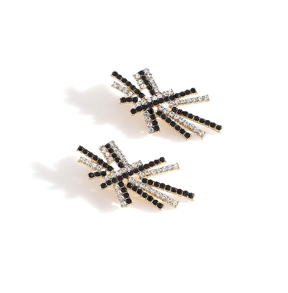 Click here for Sohi Contrast Lines Drop Earrings - Black prices