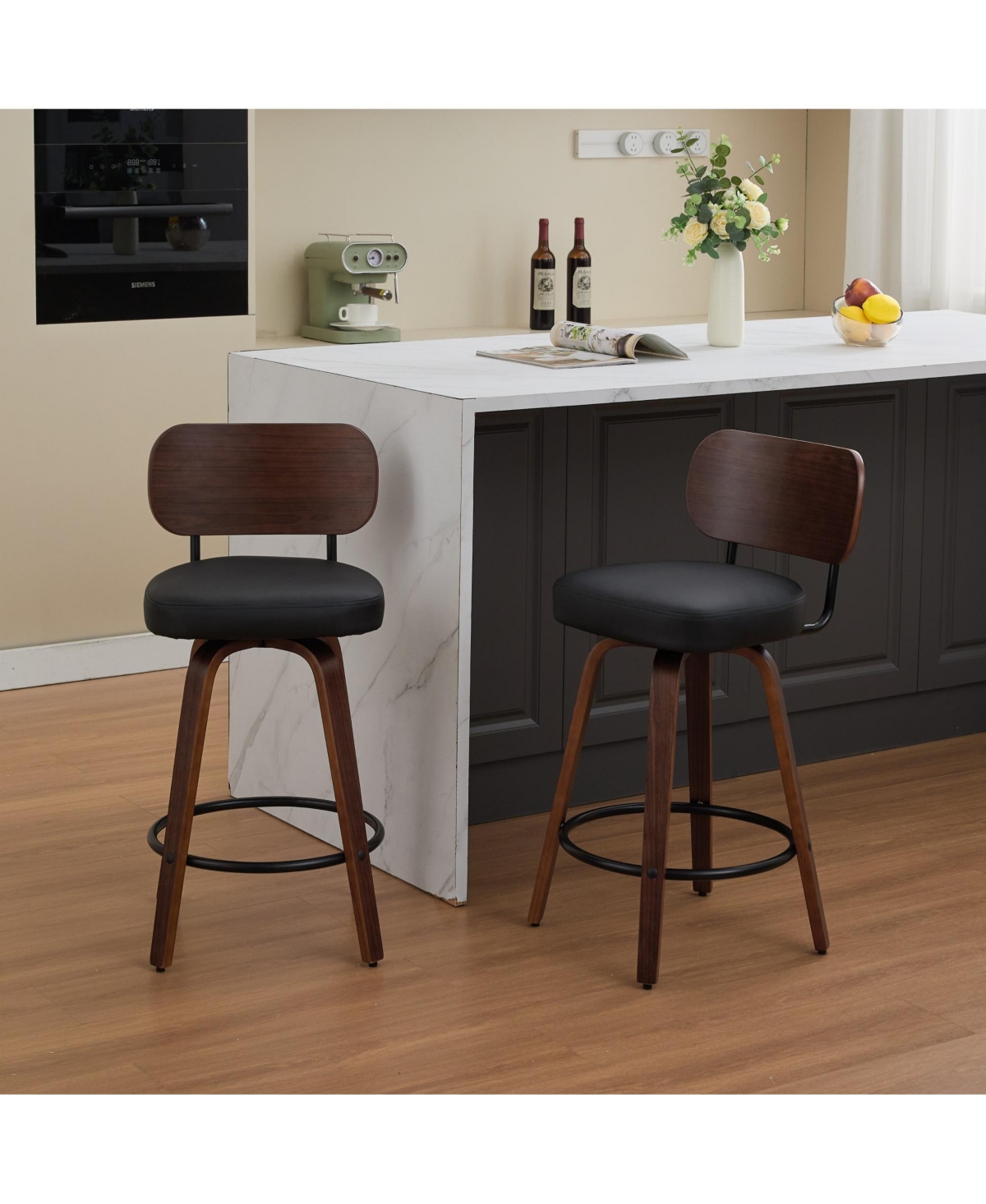 Click here for Casainc Set of 2 Faux Leather Swivel Bar Stools wi... prices