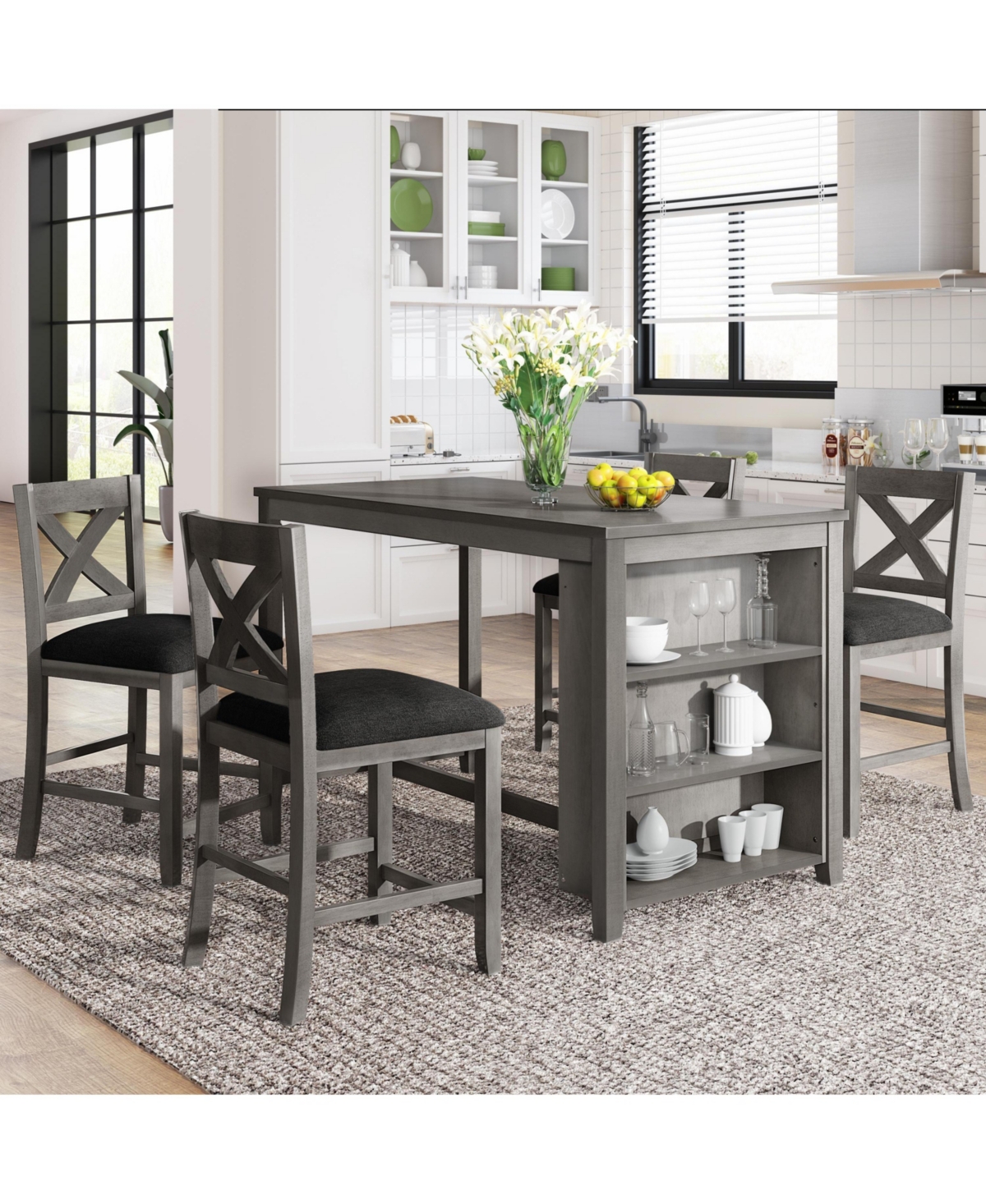 Click here for Casainc 5-Piece Counter Height Dining Set with 4 C... prices