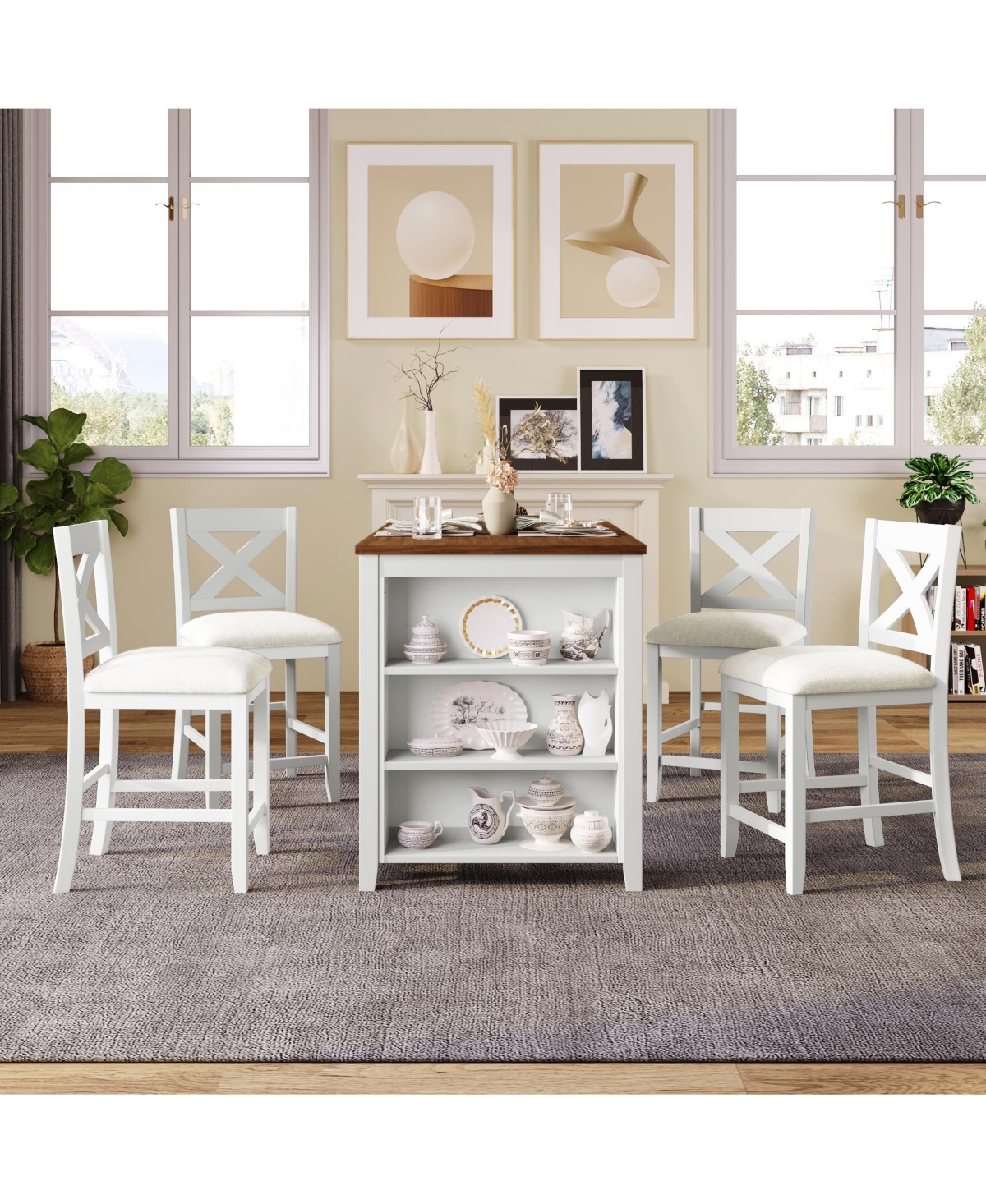 Click here for Casainc 5-Piece Counter Height Dining Set with 4 C... prices