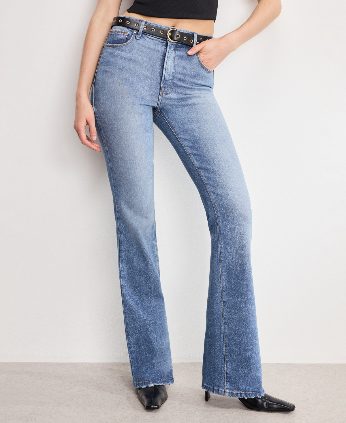 Click here for Good American Womens Boot Cut Jeans - Indigo prices