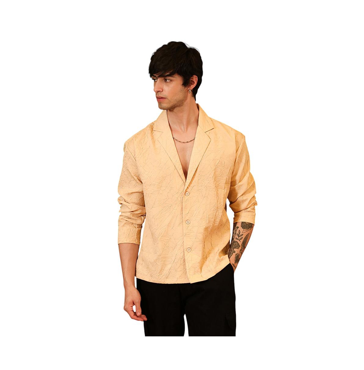 Click here for Campus Sutra Mens Buff Beige Quad-Tactile Oversize... prices