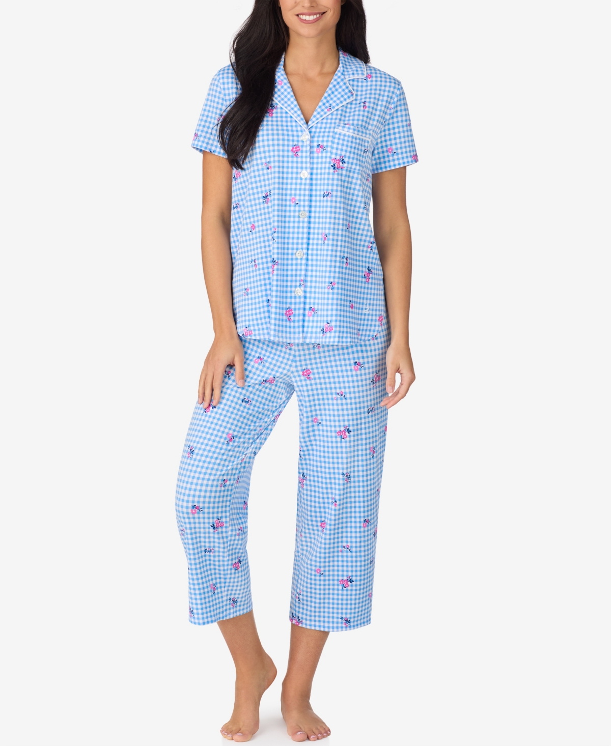 Click here for Cuddl Duds Womens Cropped Notch Collar Pajama Top... prices