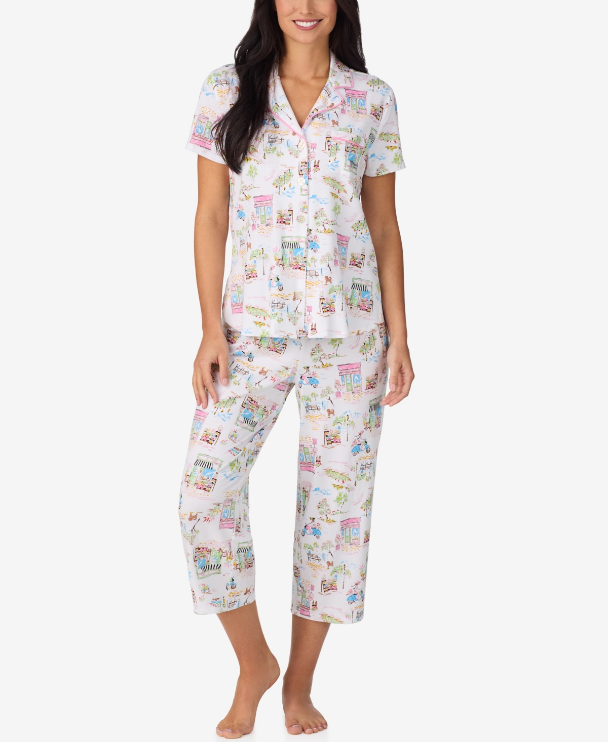 Click here for Cuddl Duds Womens Cropped Notch Collar Pajama Top... prices