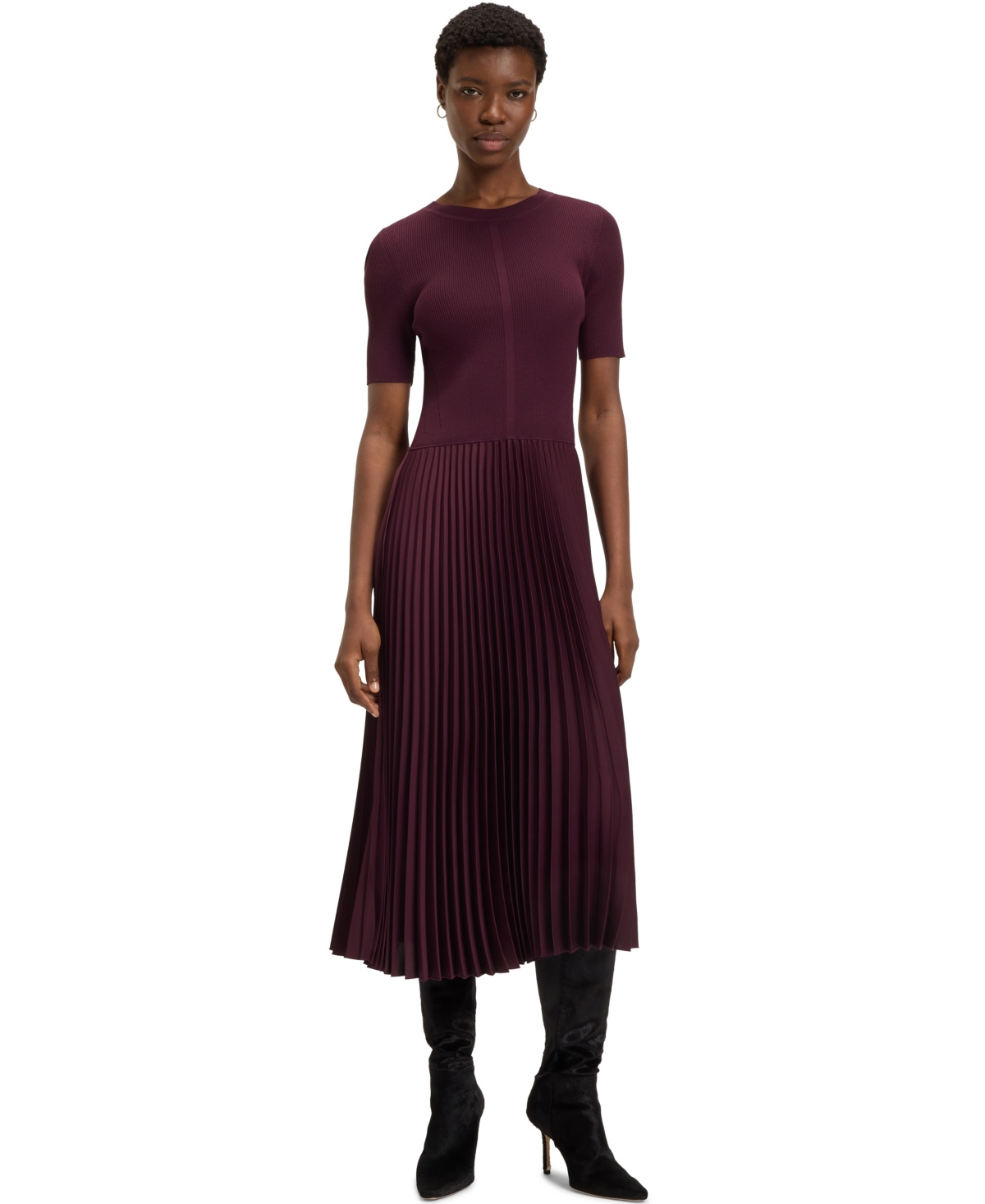 Click here for Boss by Hugo Boss Womens Mixed-Material Dress - Pu... prices