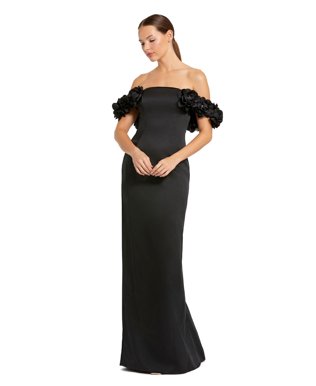 Click here for Mac Duggal Womens Satin 3D Flower Off The Shoulder... prices