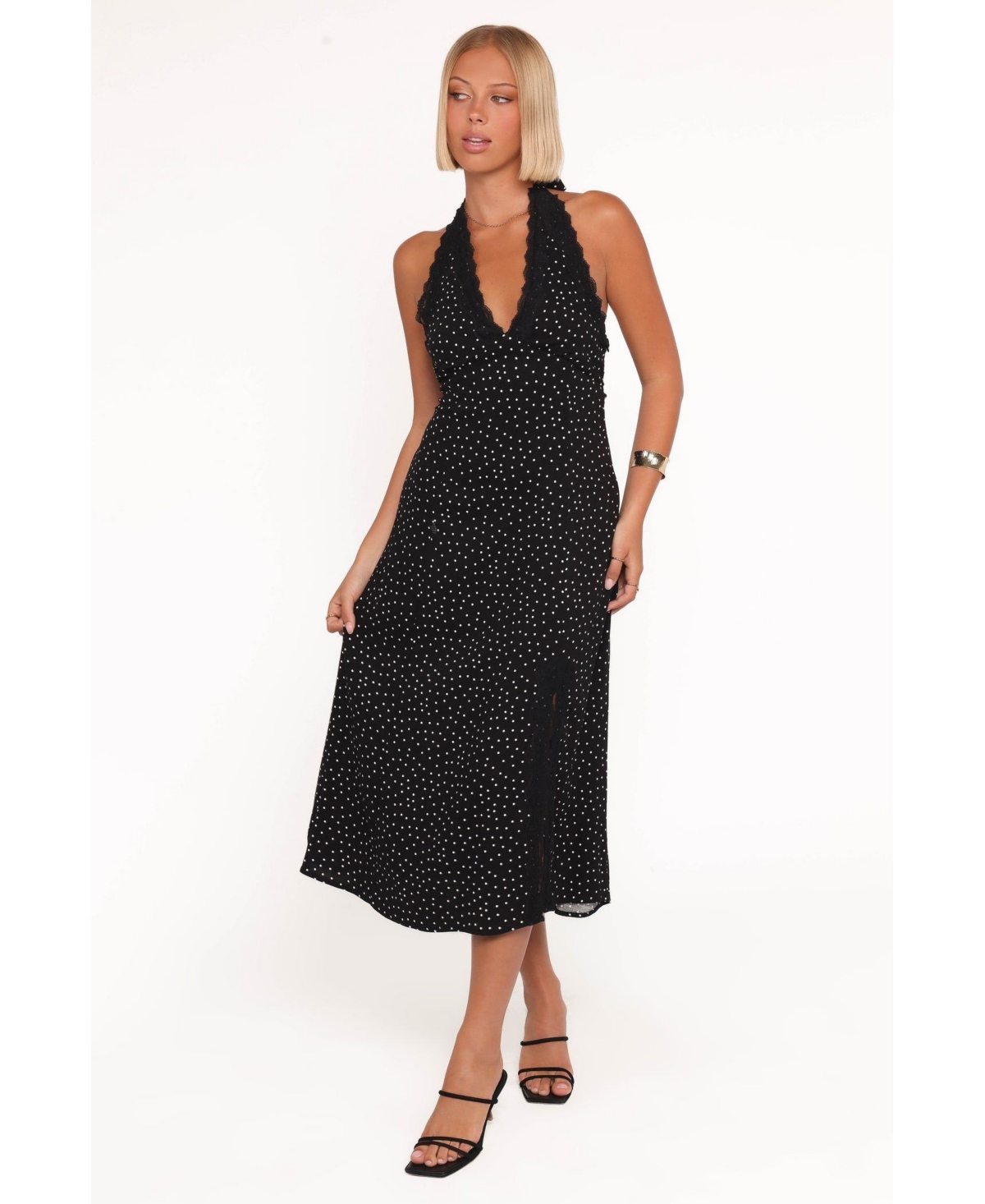 Click here for Petal and Pup Womens Stasia Maxi Halter Dress - Bl... prices