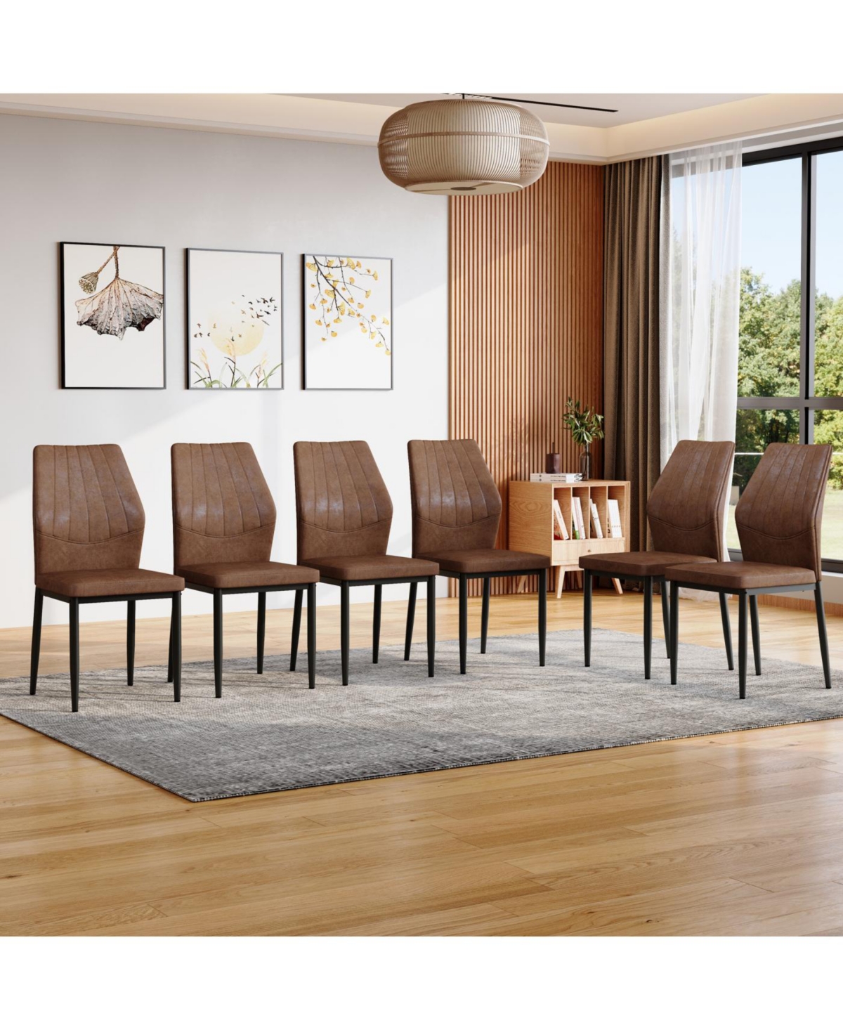 Click here for Streamdale Set of 6 Brown/Black Dining Chairs with... prices