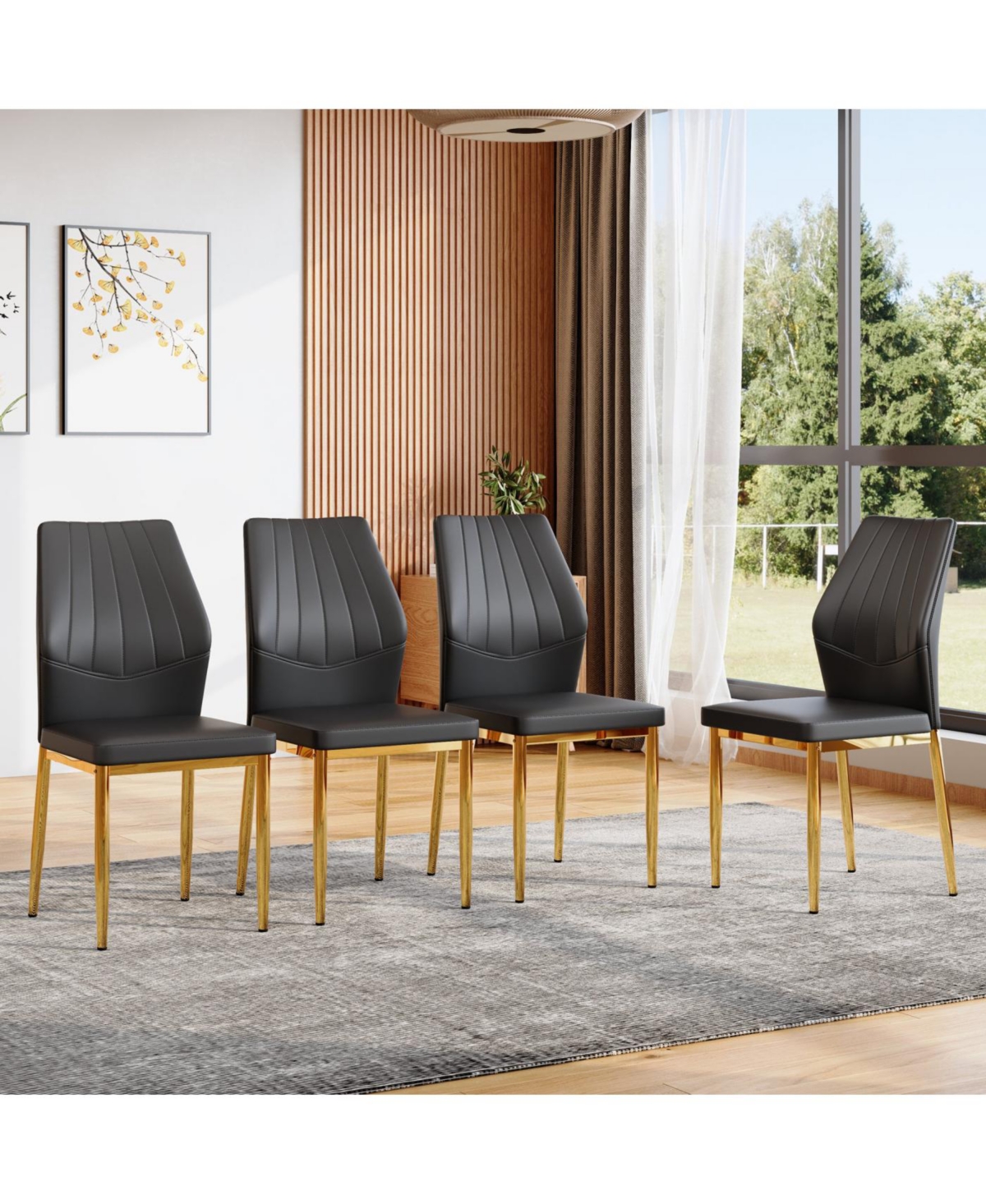 Click here for Streamdale Furniture Streamdale Set of 4 Black Din... prices